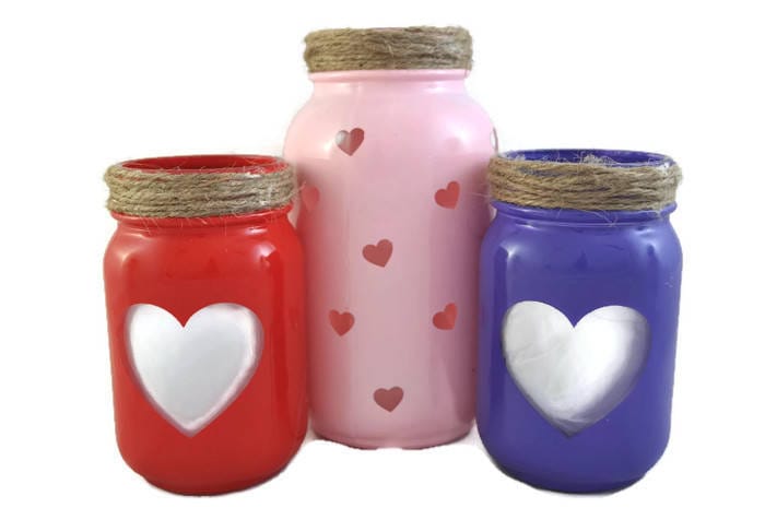 Valentine's Day Mason Jars - Valentine's Day Decor - Valentine's Day ...