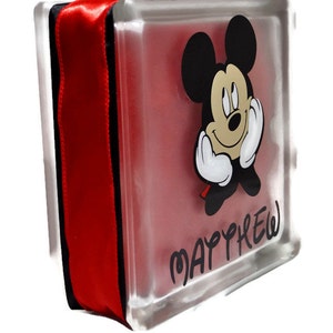 Mickey Mouse Night Light Mickey Mouse Glass Block Mickey Mouse ...