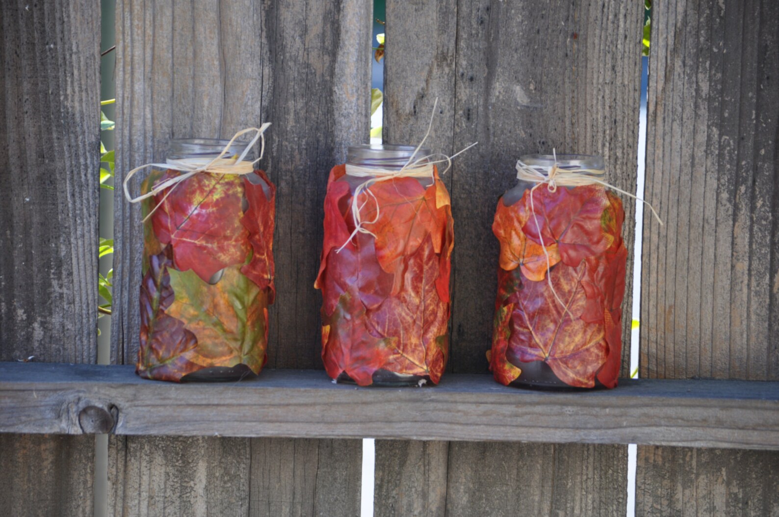 Set of 3 Leaf Mason Jars - Leaf Jars - Autumn Leaves Jars - Mason Jar ...