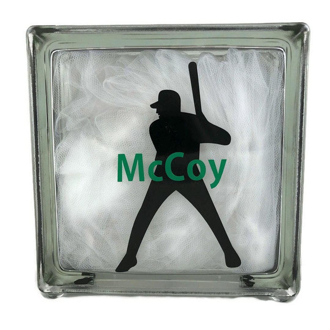 Baseball Glass Block Baseball Player Night Light Baseball Player Gift ...