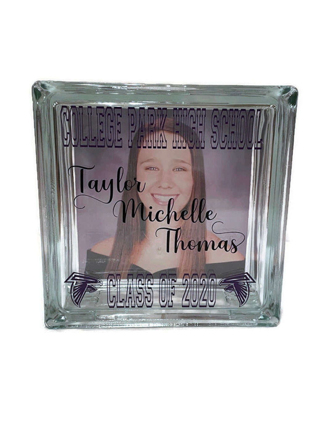 Graduation Glass Block Personalized Glass Block High School Graduation ...
