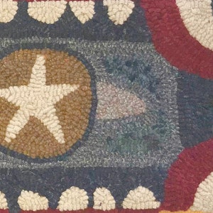 PATRIOTIC STAR RUNNER Rug Pattern for Hooking or Punch Needle. 10" X 36 ...