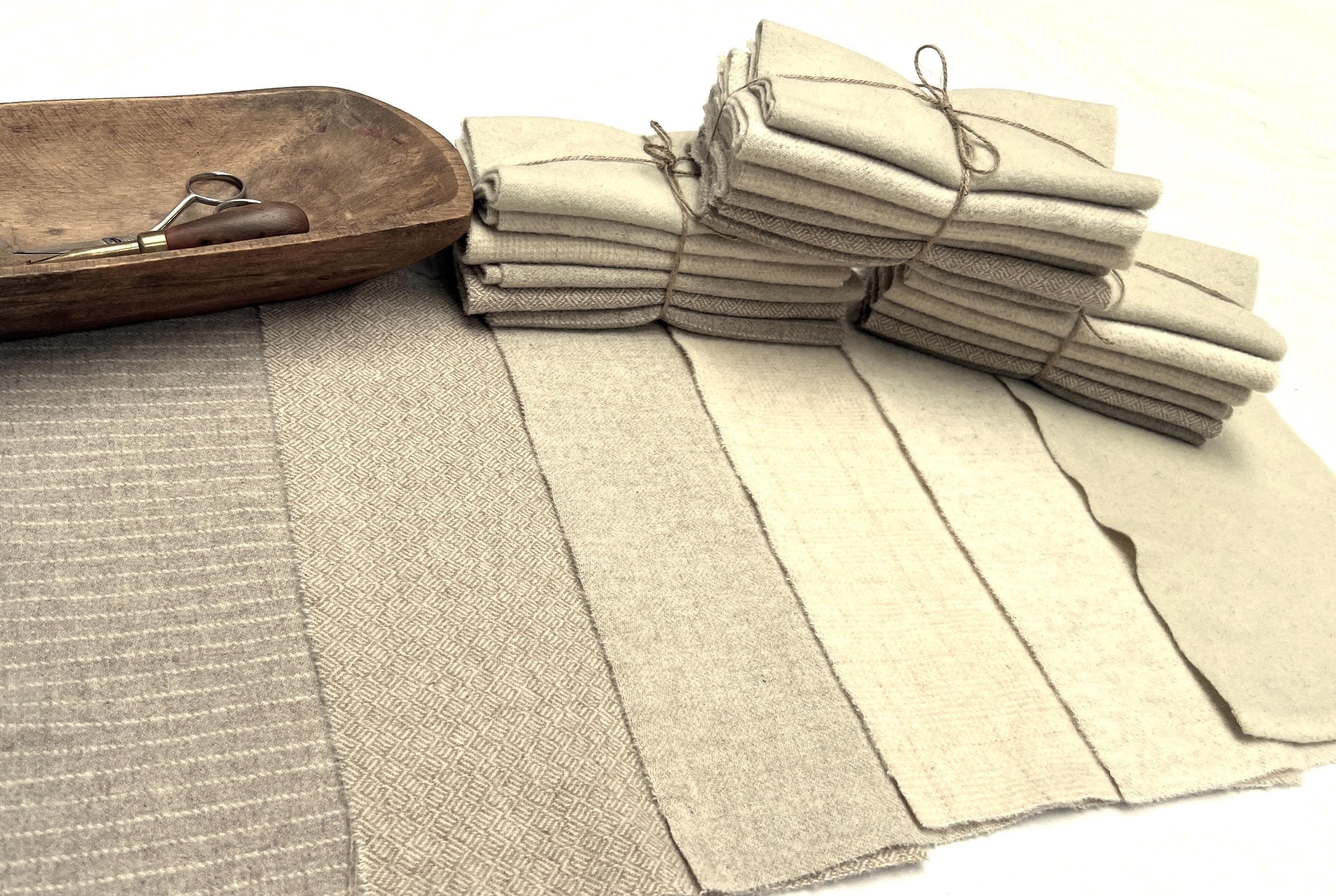 100% Wool Fabric Bundle: Rug Hooking and Appliqué (8