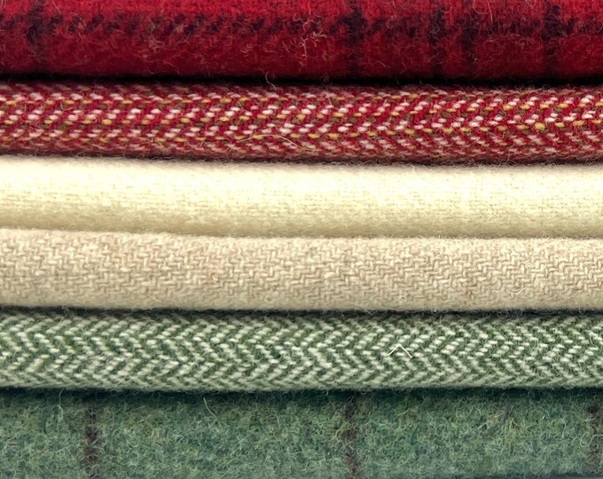 Bundle of 100% Wool Fabric, CHRISTMAS BUNDLE Appliqué and Rug Hooking ...