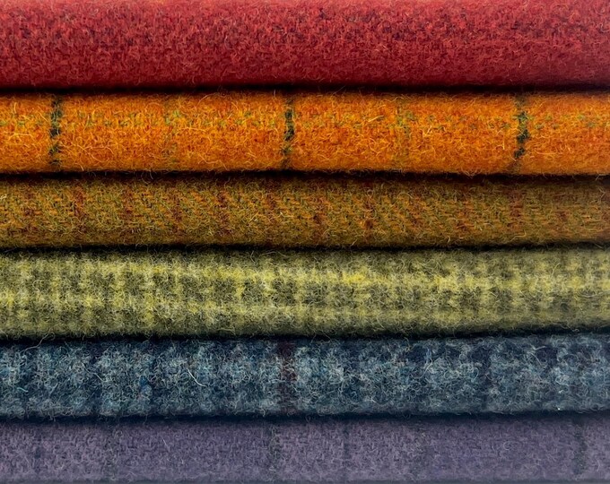 Bundle of 100% Wool Fabric, Appliqué and Rug Hooking (6) Panels 8"x14 ...