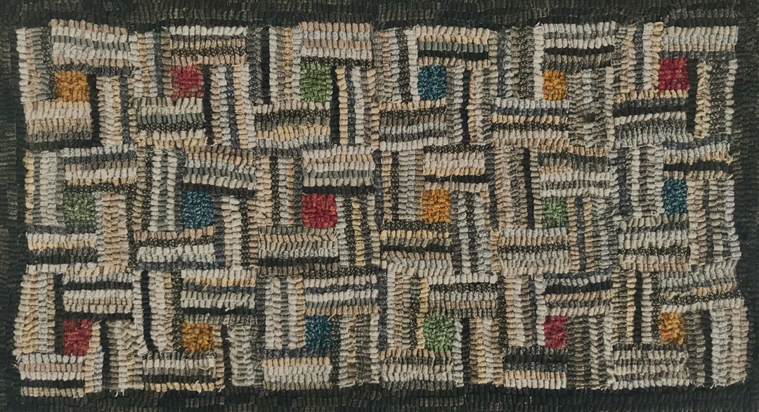 Rug Pattern BASKET WEAVE CROOKED on Primitive Linen, 3 Sizes Offered ...