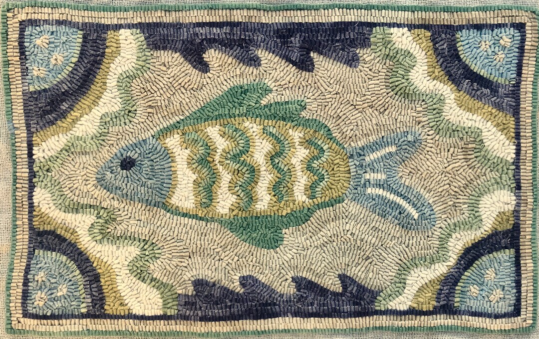 GONE FISHING. Rug Pattern for Hooking and Punch Needle. 26" X 16 ...