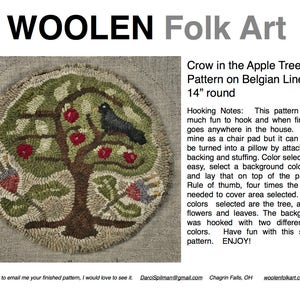 APPLE TREE With FLOWERS Rug Pattern for Hooking or Punch Needle. Round ...