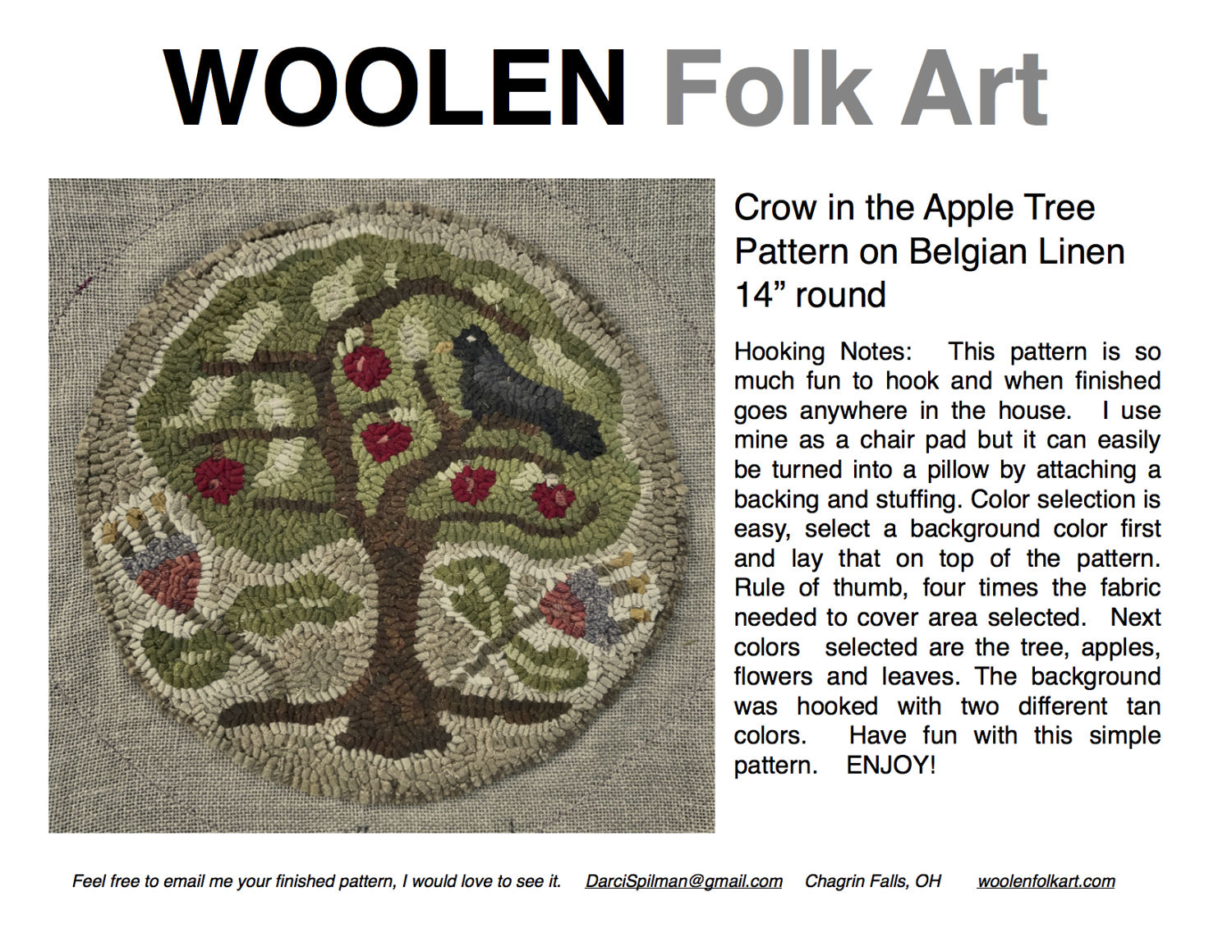 APPLE TREE with FLOWERS Rug pattern for hooking or punch | Etsy