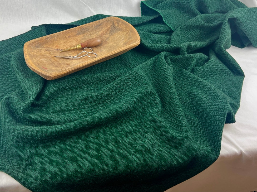 Wool Fabric by the Yard Medium Weight 12oz. Yard With Herringbone ...