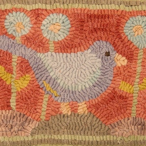 SWEET BIRD Rug Pattern for Hooking or Punch Needle. Comes in 2 Sizes: 8 ...