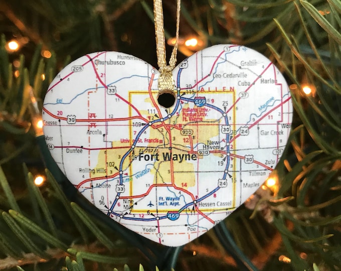 Fort Wayne Map Ornament - Etsy