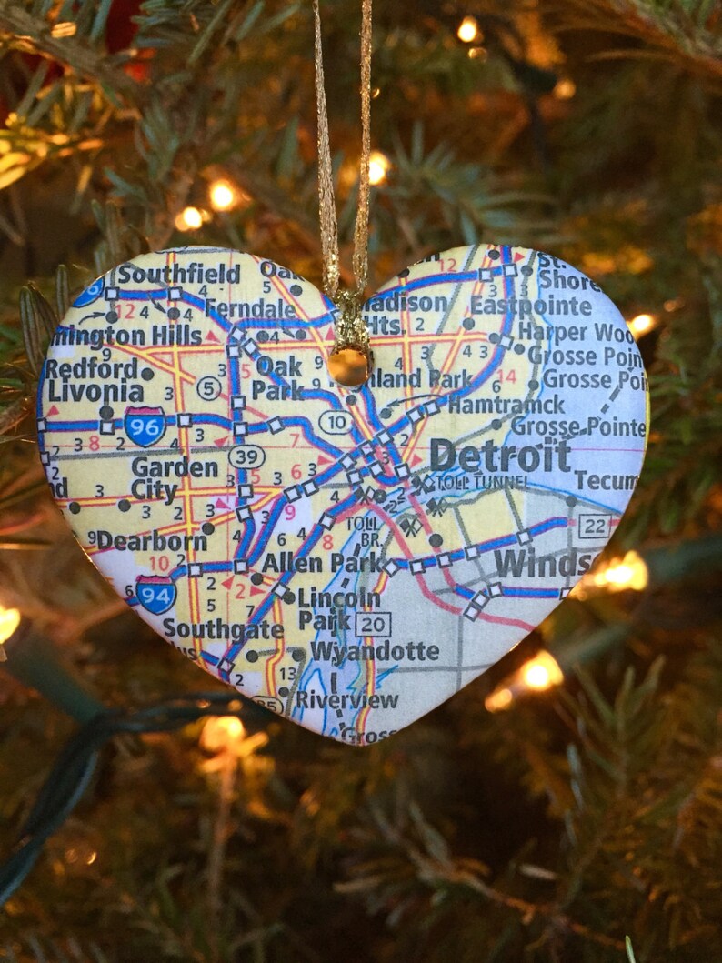 Detroit Map Ornament - Etsy
