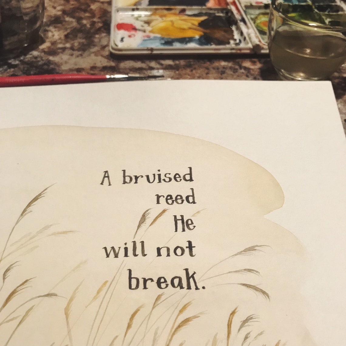 A Bruised Reed Giclee Watercolor Print Scripture Encouragement Sympathy ...