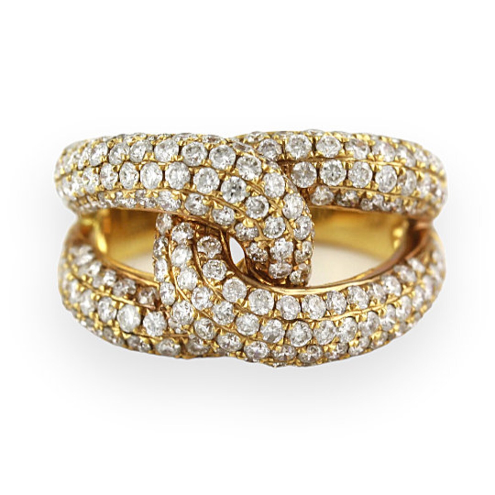 2.99ct Pavé Diamonds in 14K Gold Interlocking Loops Motif Ring - Etsy