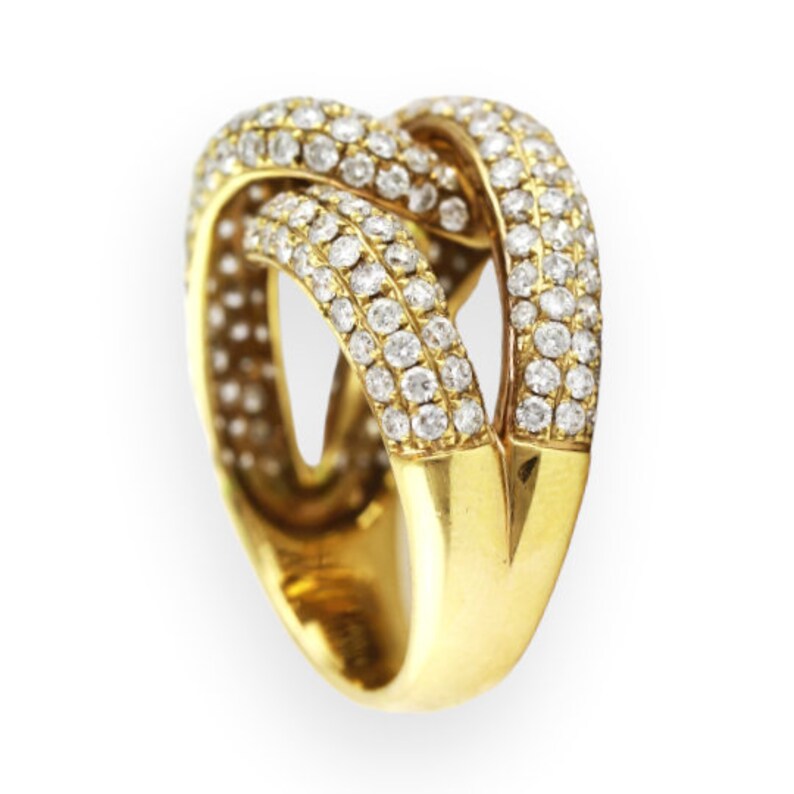 2.99ct Pavé Diamonds in 14K Gold Interlocking Loops Motif Ring - Etsy