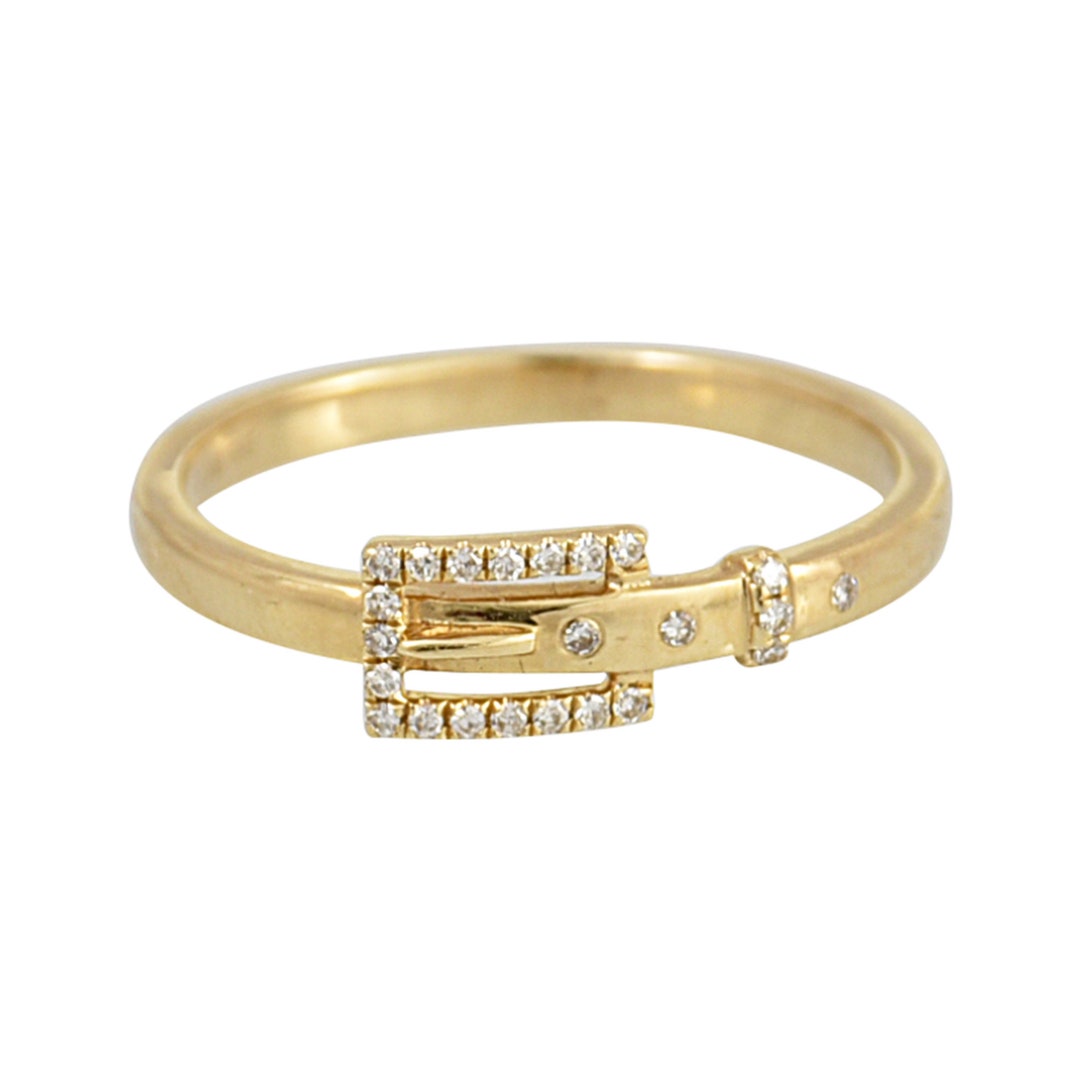 0.07tcw Diamonds in 14K Yellow Gold Belt Buckle Band Ring - Etsy