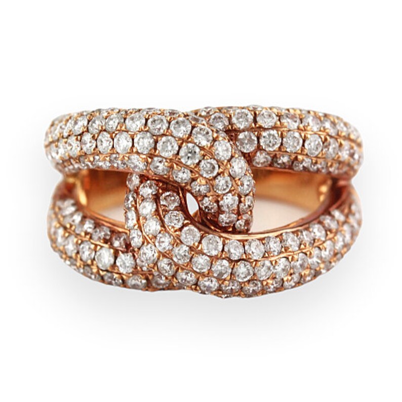 2.99ct Pavé Diamonds in 14K Gold Interlocking Loops Motif Ring - Etsy
