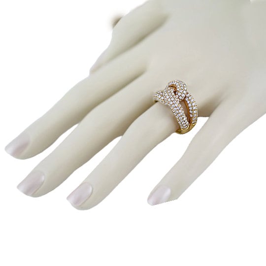 2.99ct Pavé Diamonds in 14K Gold Interlocking Loops Motif Ring - Etsy
