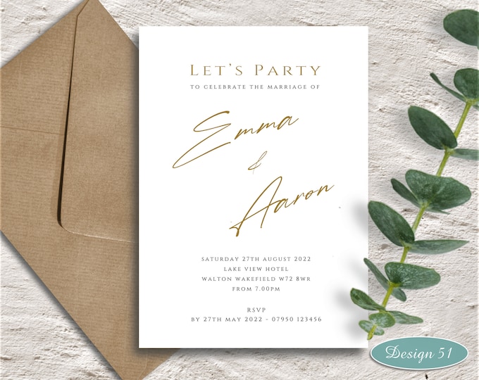 Wedding Invitations Evening Party Invitation Night Invite - Etsy UK