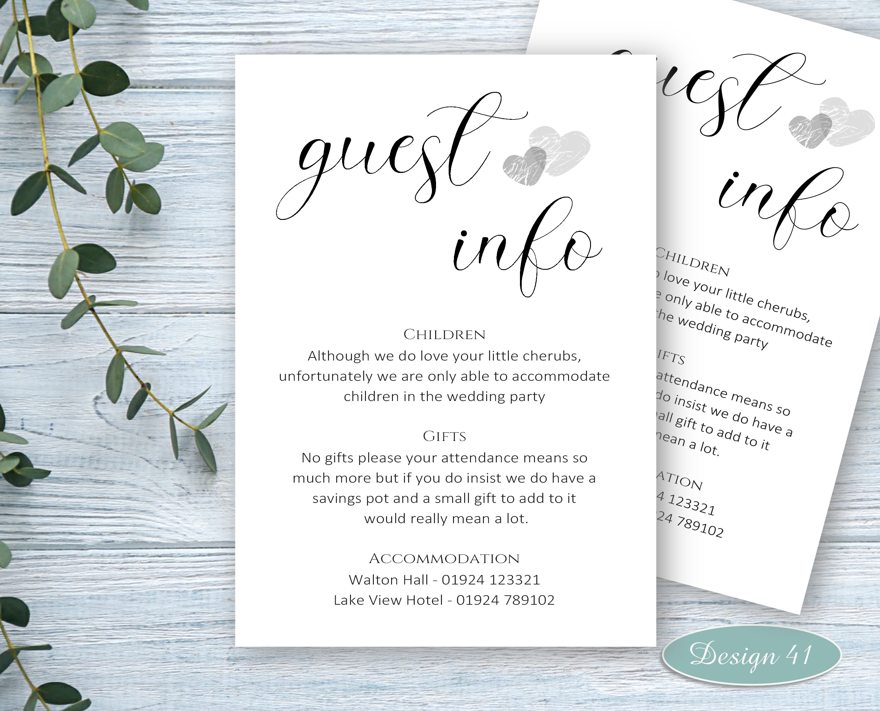 Wedding information cards guest info enclosure card wedding | Etsy