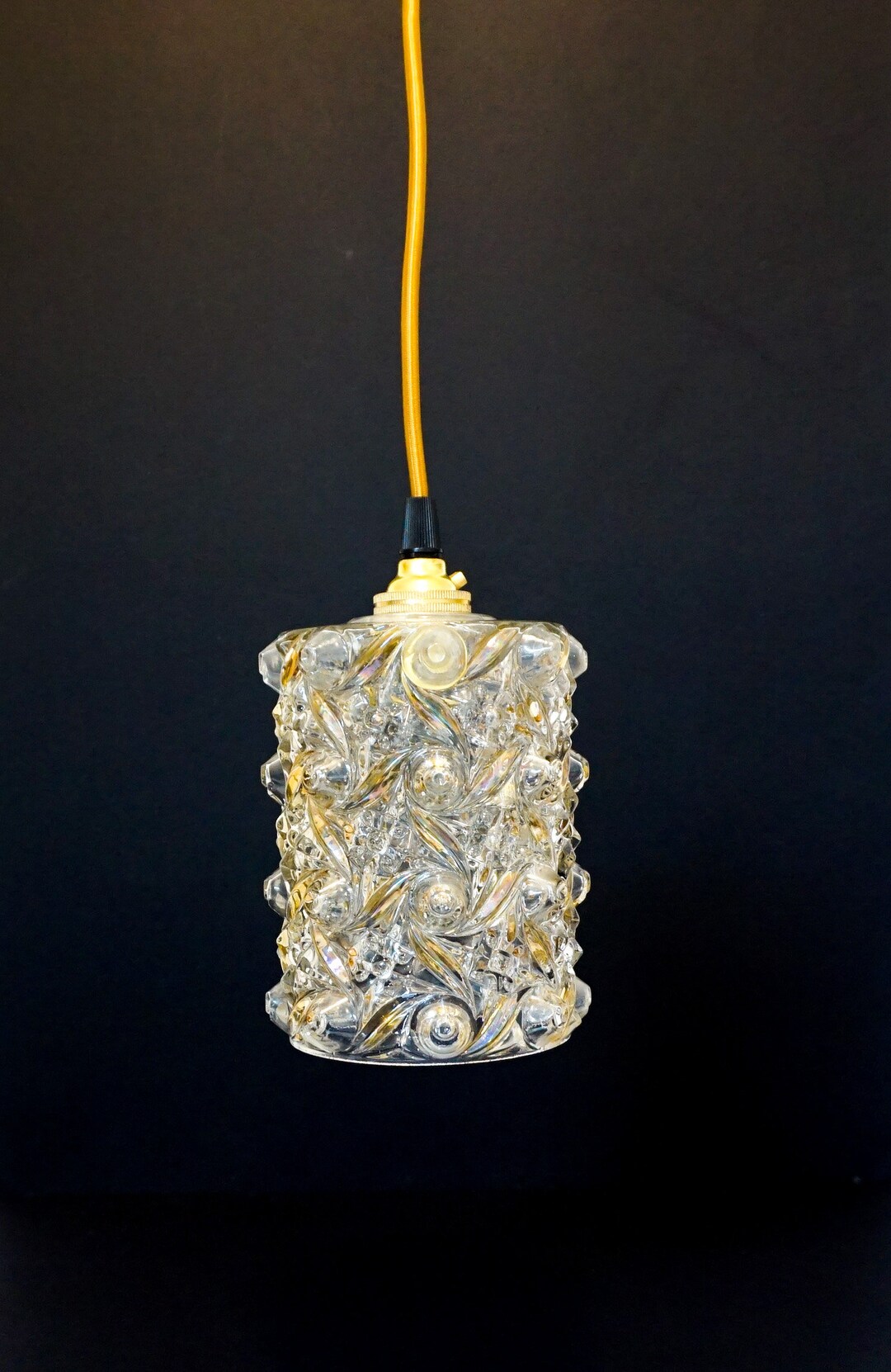 Vintage Glass Pendant Lights // Original Glass Shade Lights // 1970s ...