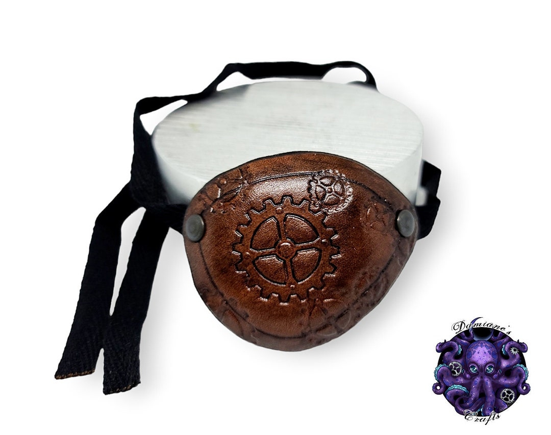 Eye Patch, Steampunk, Gears, Real Leather, Embossed, Real Leather ...