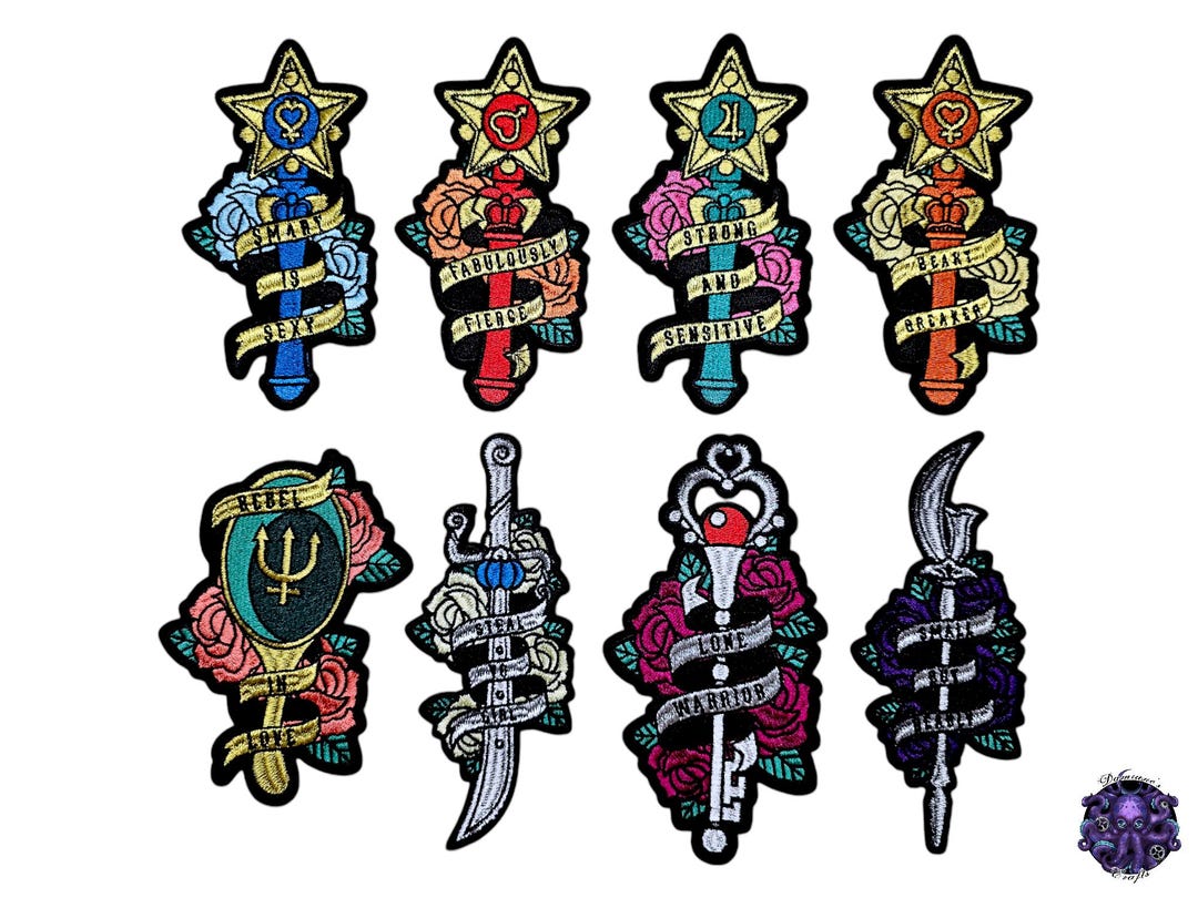 Embroidered Fabric Patch, Badge, LARGE, Sailor, Kawai, Planets, Mercury ...