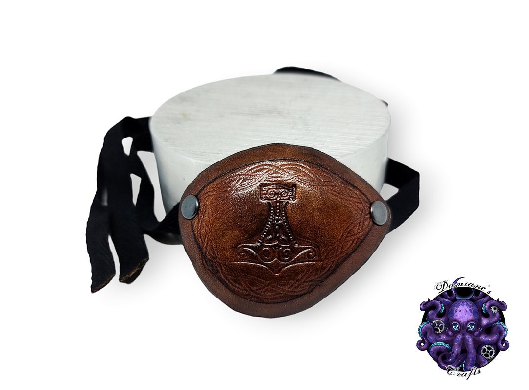 Eyepatch, Thor Hammer, Mjolnir, Celtic Knot, Real Leather, Embossed ...