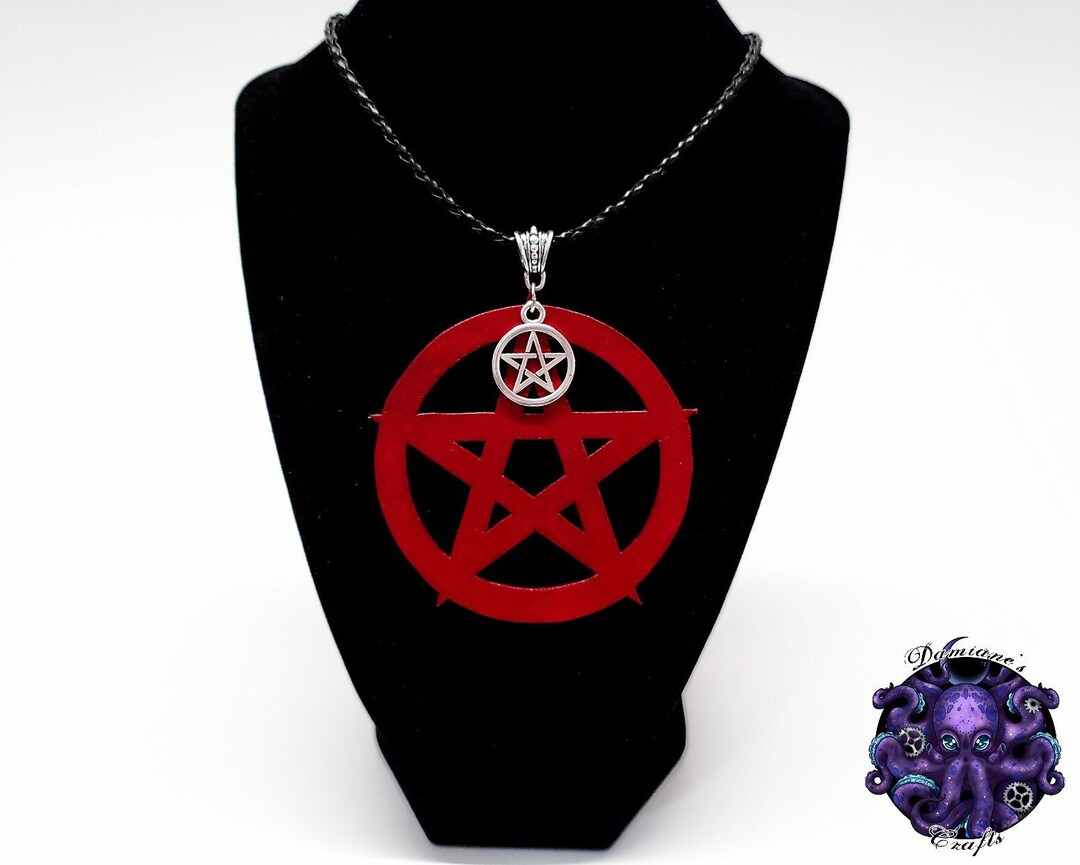 Pendant, Necklace, Pentagram, Genuine Leather, Magic Symbol, Protection ...