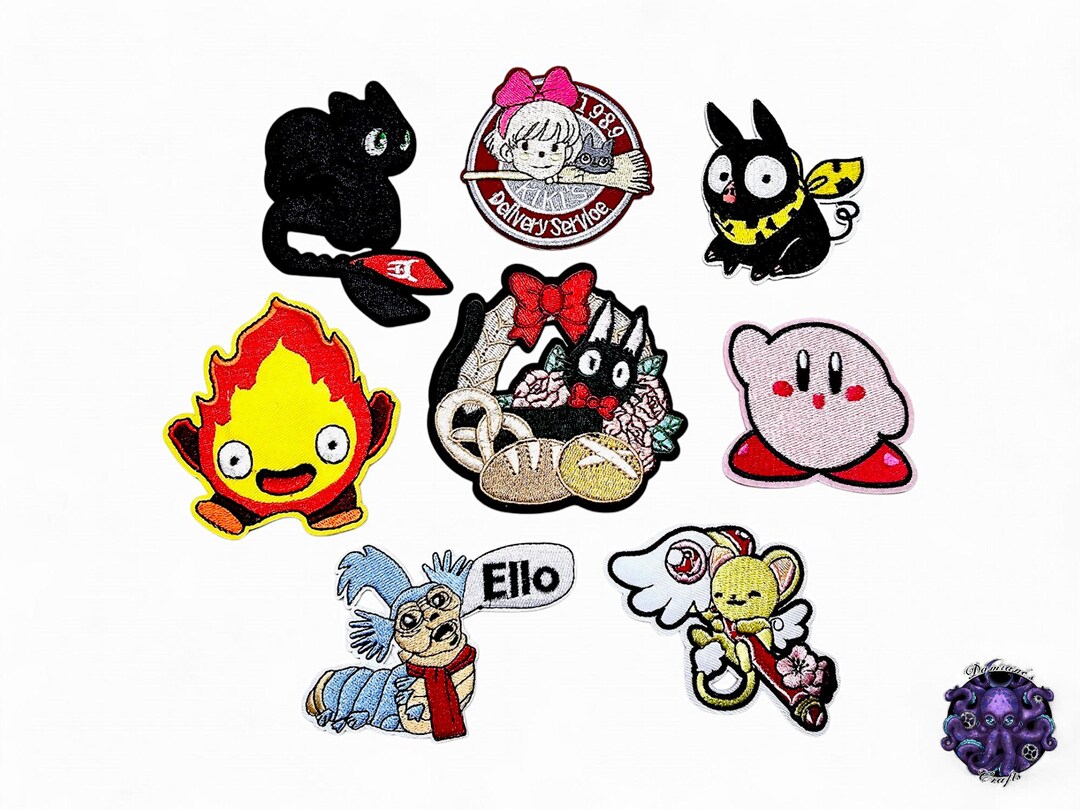 Embroidered Fabric Patch, Kiki, Dragon, Scepter, Bread, Jiji, Cat ...