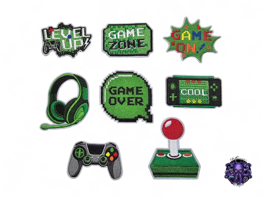 Embroidered Fabric Patch, Gamer, Game On, Level Up, Headphones, Game ...