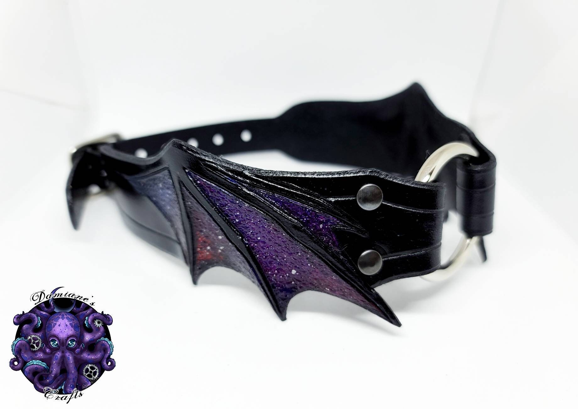 Choker Bat Wings Genuine Leather With Ring Real Leather - Etsy