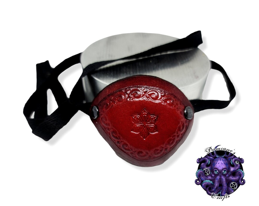 Eye Patch, Floral, Victorian, Steampunk, Real Leather, Embossed, Real ...