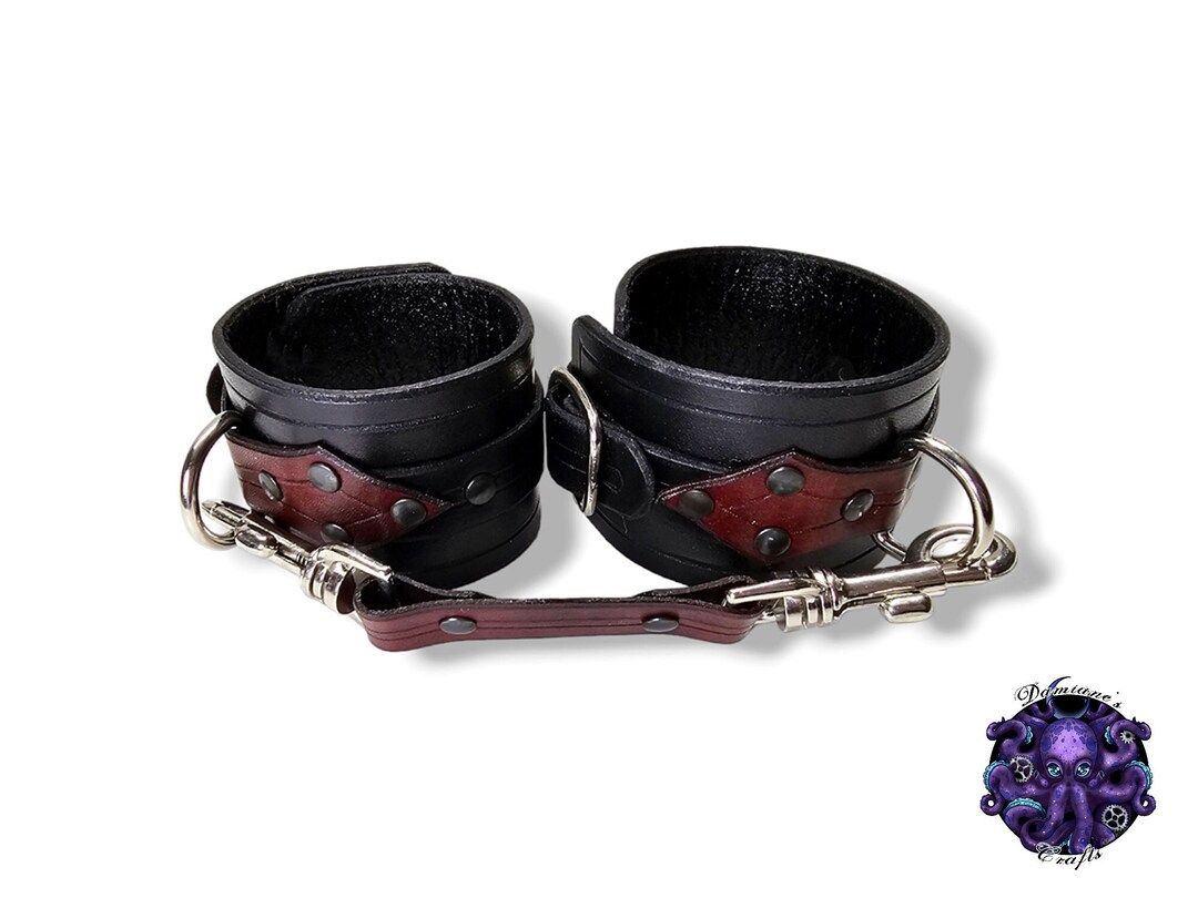Handcuffs, Wrist, Double Points, Real Leather, D-rings, Real Leather ...