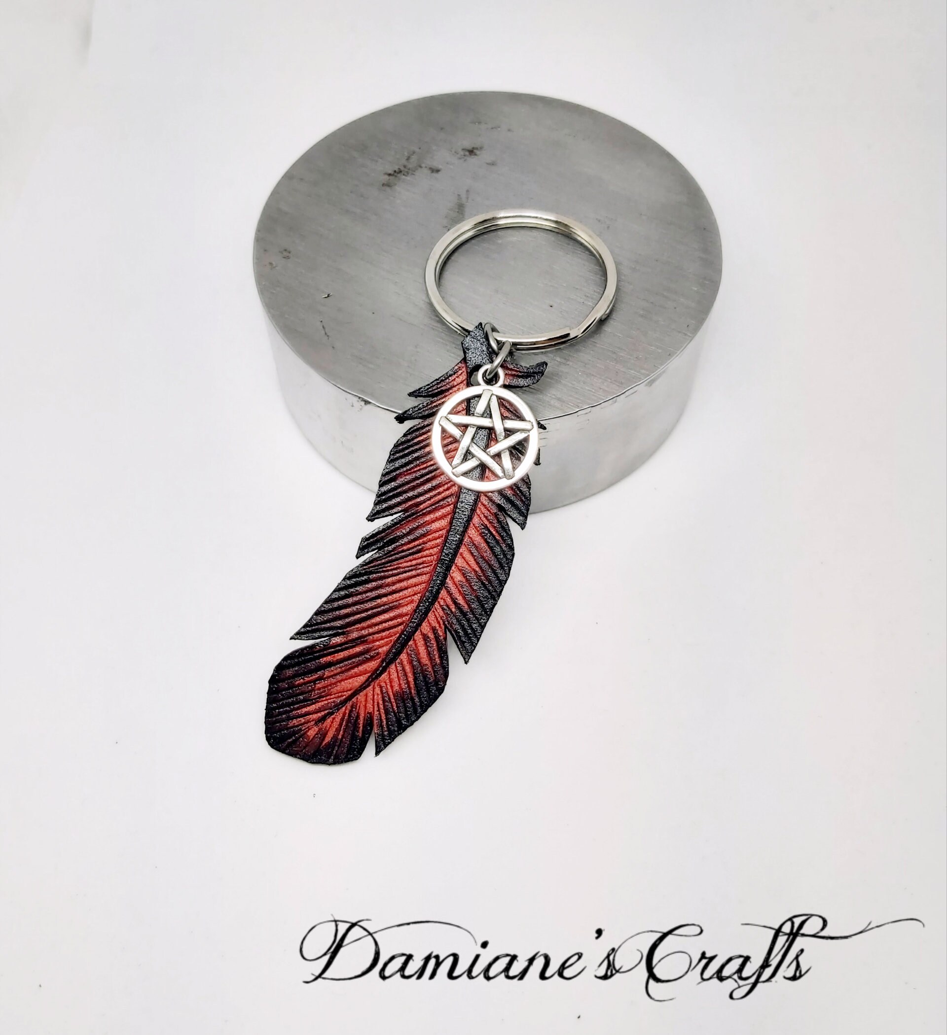 Leather Key Holder Leather Key Chain With Metal Feather or | Etsy Australia