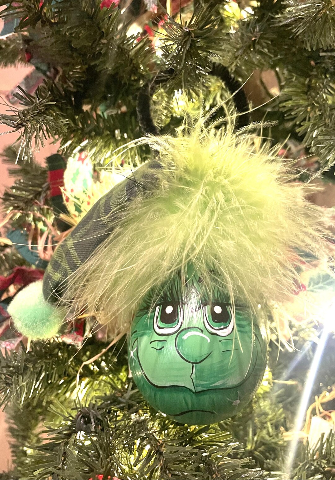 Grinch, Grinch Ornament, Unique, Unique Ornament, Ornament, Light Bulb ...