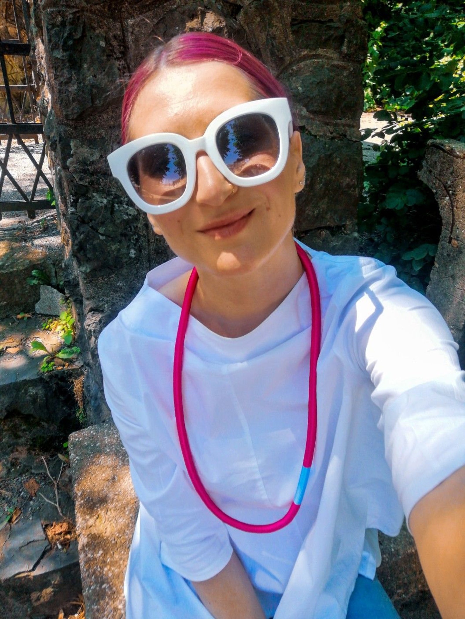 Magenta Pink Minimalist Necklace / Rope Necklace / Pink Necklace ...