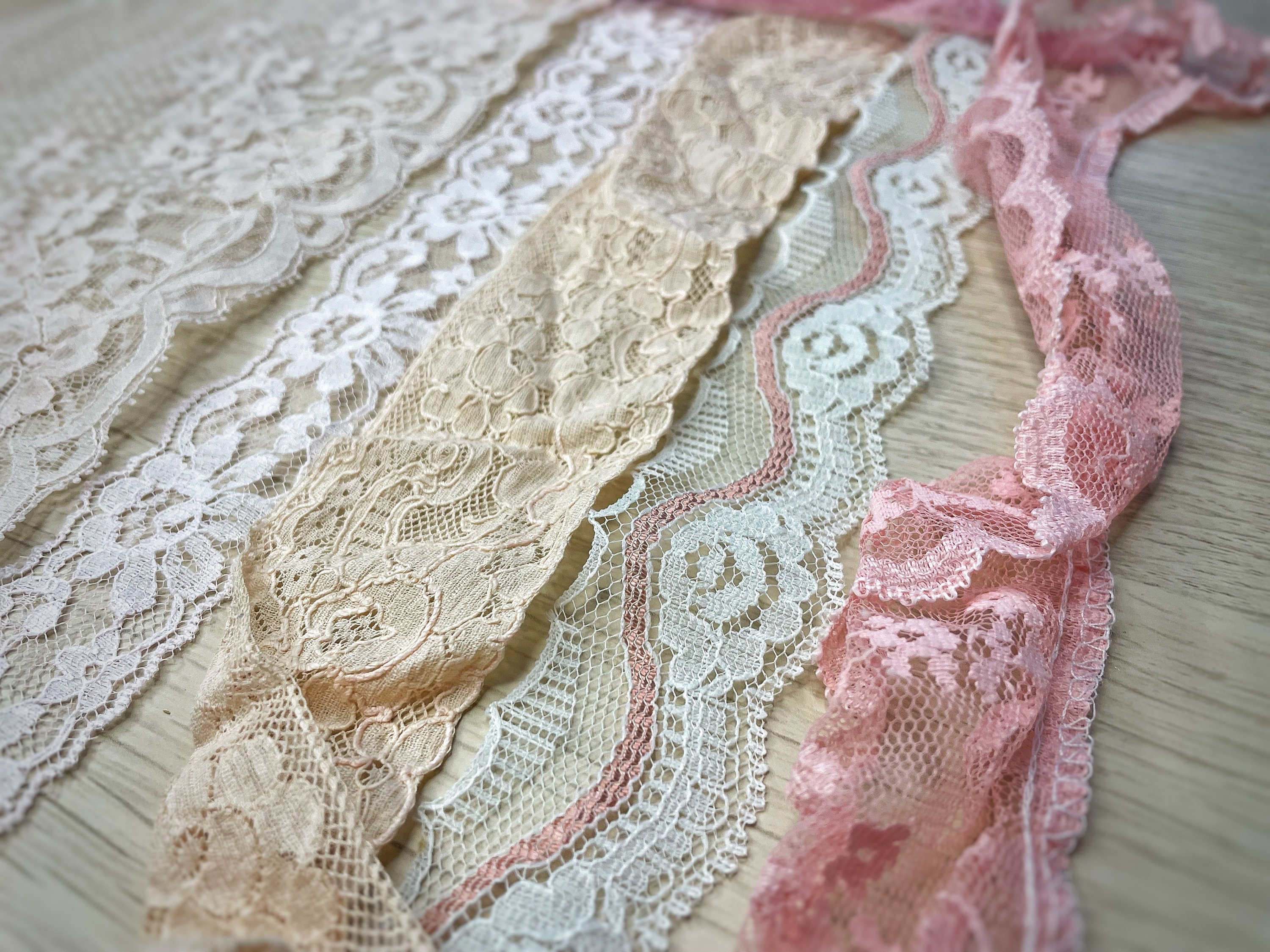 Vintage Light Pink and Blush Lace Scrap Mixed Bundle Set for ...
