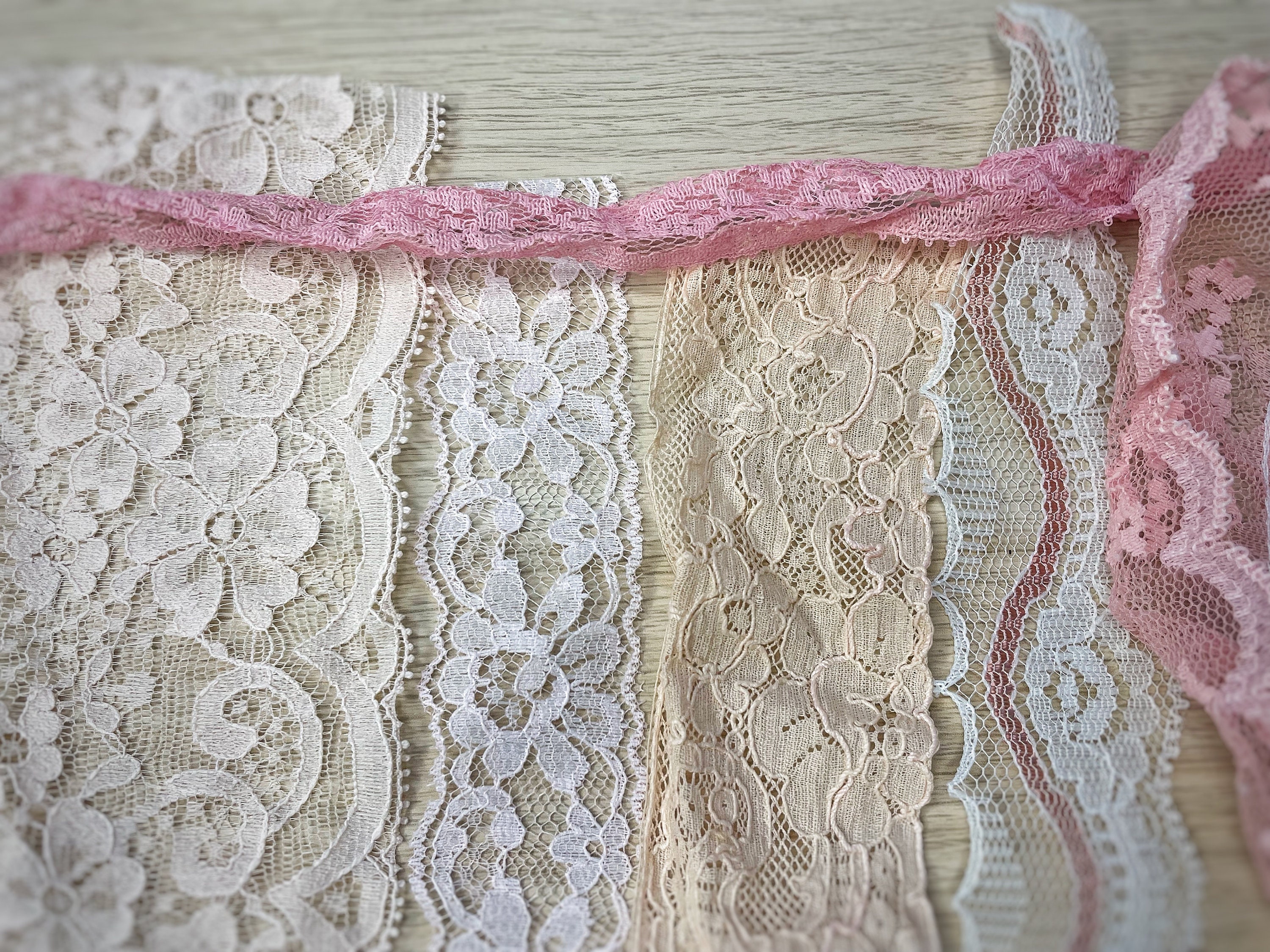 Vintage Light Pink and Blush Lace Scrap Mixed Bundle Set for ...