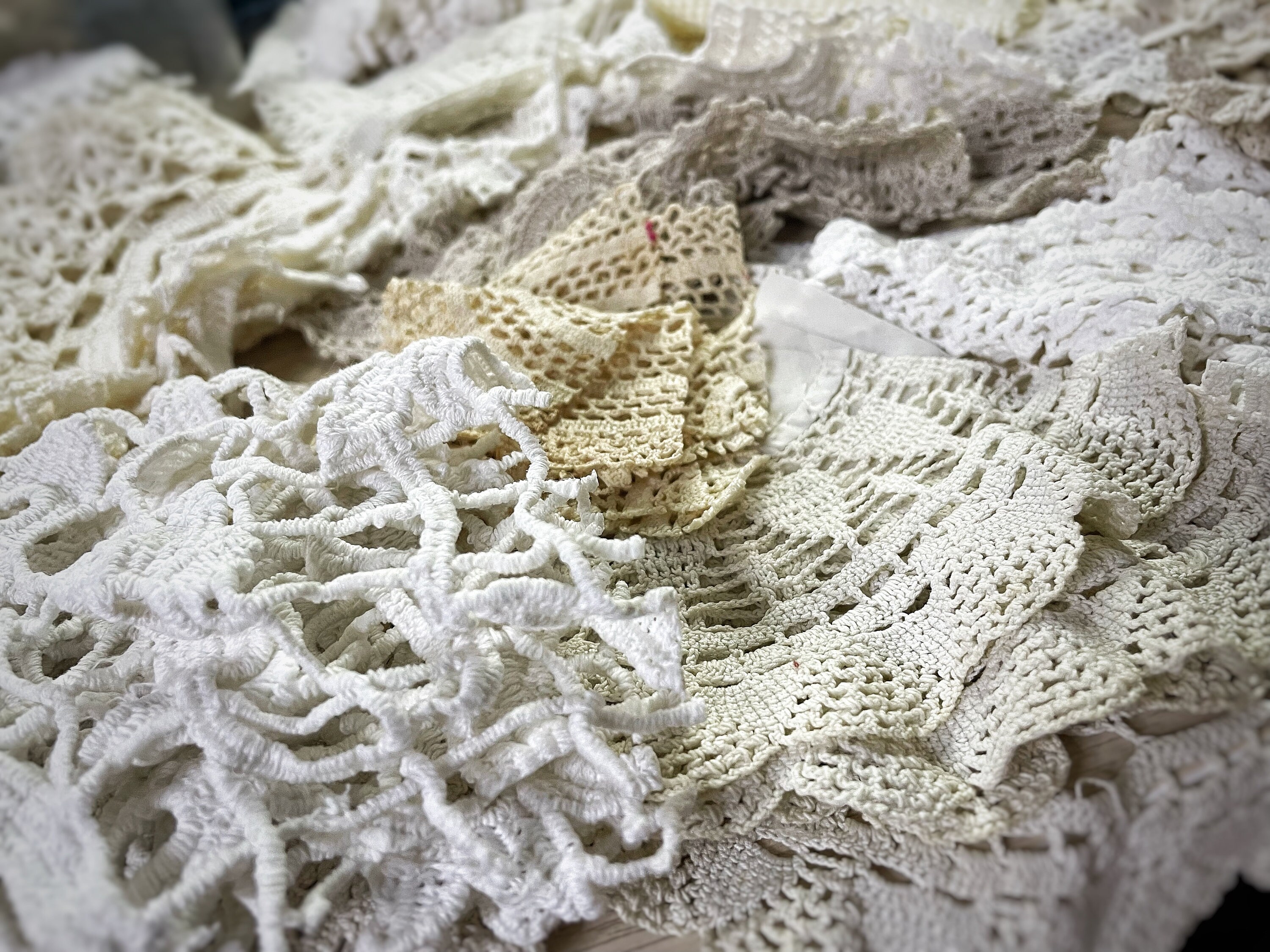 Vintage Off-white Crochet Lace Scrap Mystery Set for Scrapbooking, Junk ...
