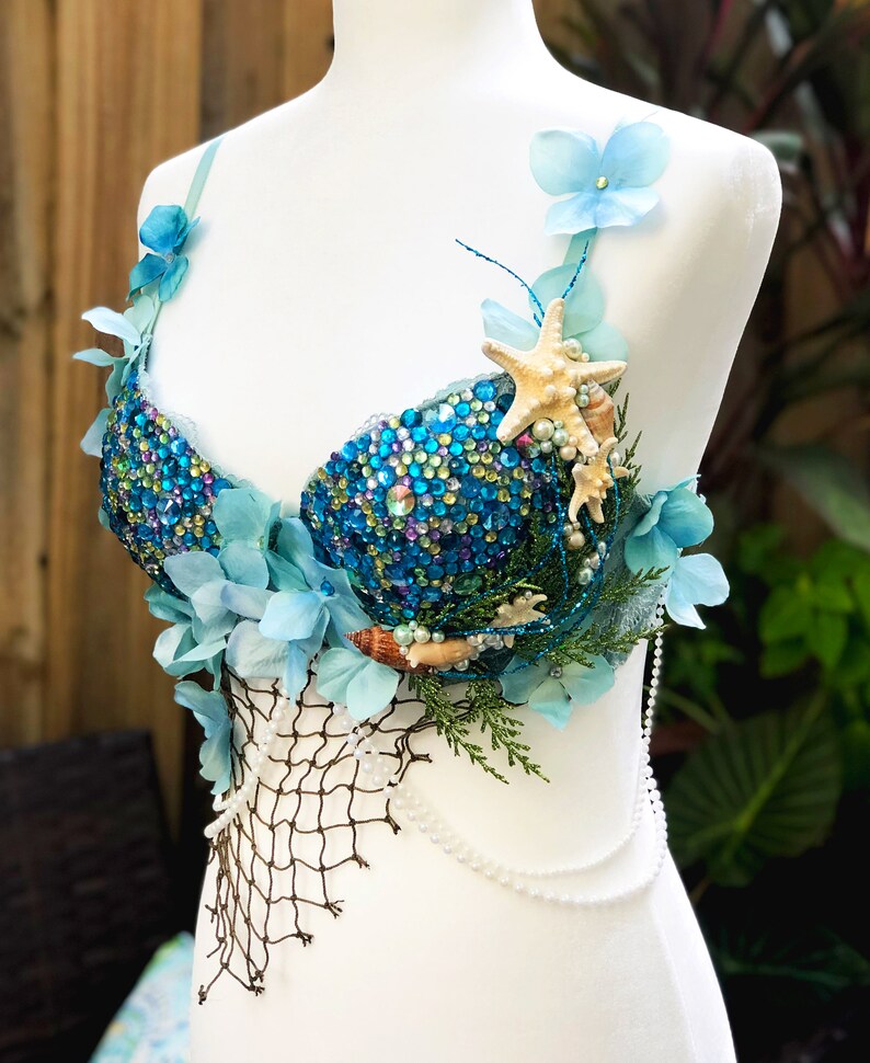 Blue Green Mermaid Rave Bra Custom Order Etsy