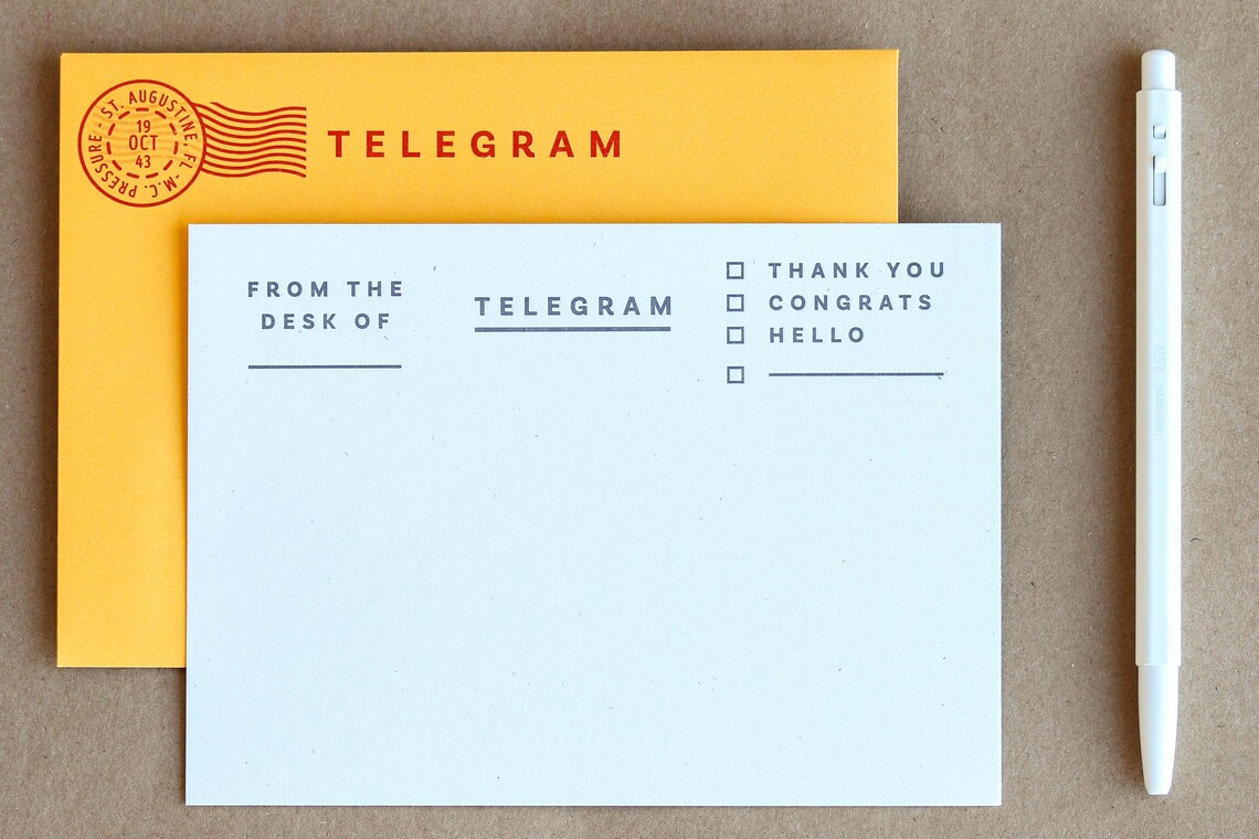 Telegram Notecards - Etsy