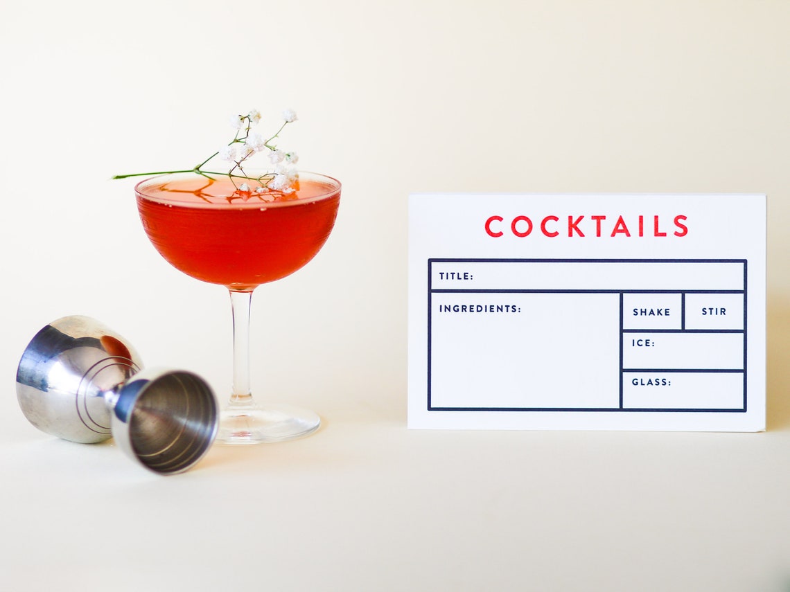 Cocktail Recipe Cards | Etsy