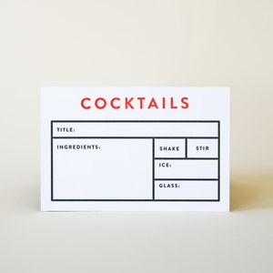 Cocktail Recipe Cards - Etsy