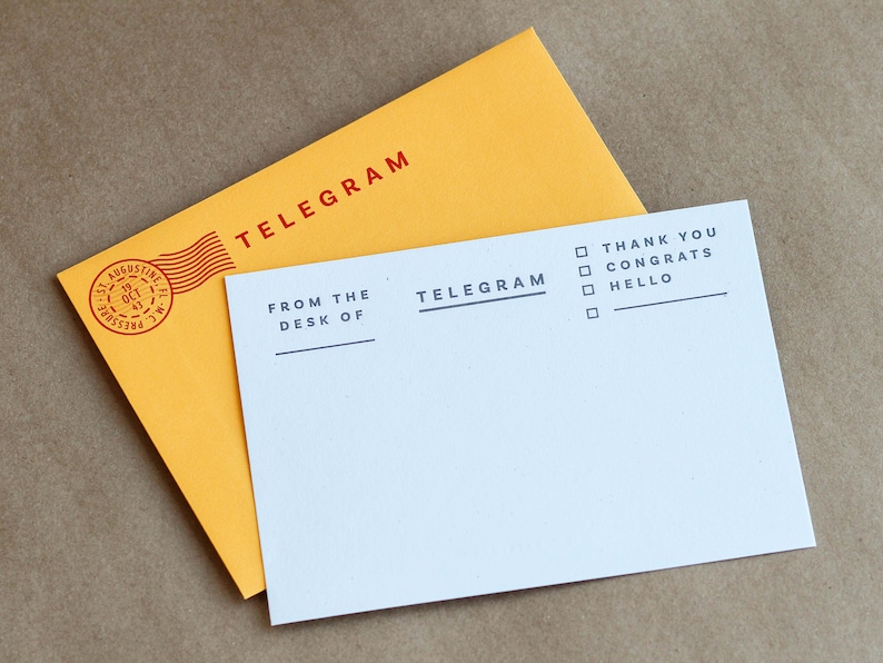 Telegram Notecards | Etsy