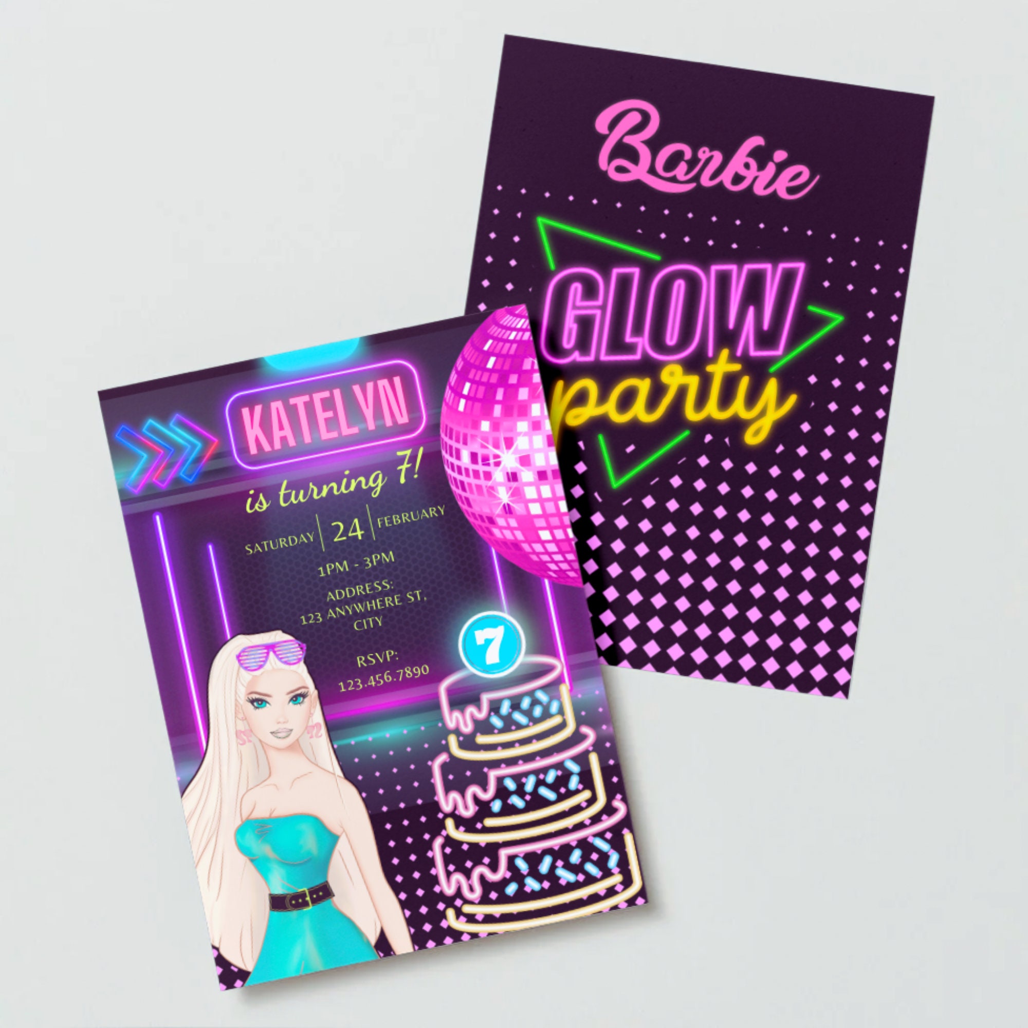 BARBIE INVITATION Barbie Glow Party Birthday Party Invitation Barbie ...