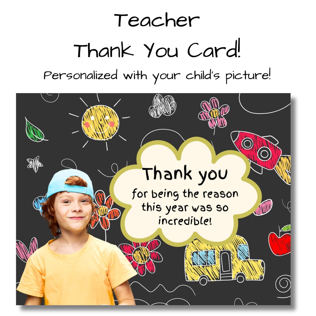 Personalized Teacher Appreciation Card / Teacher Thank You Card End of ...