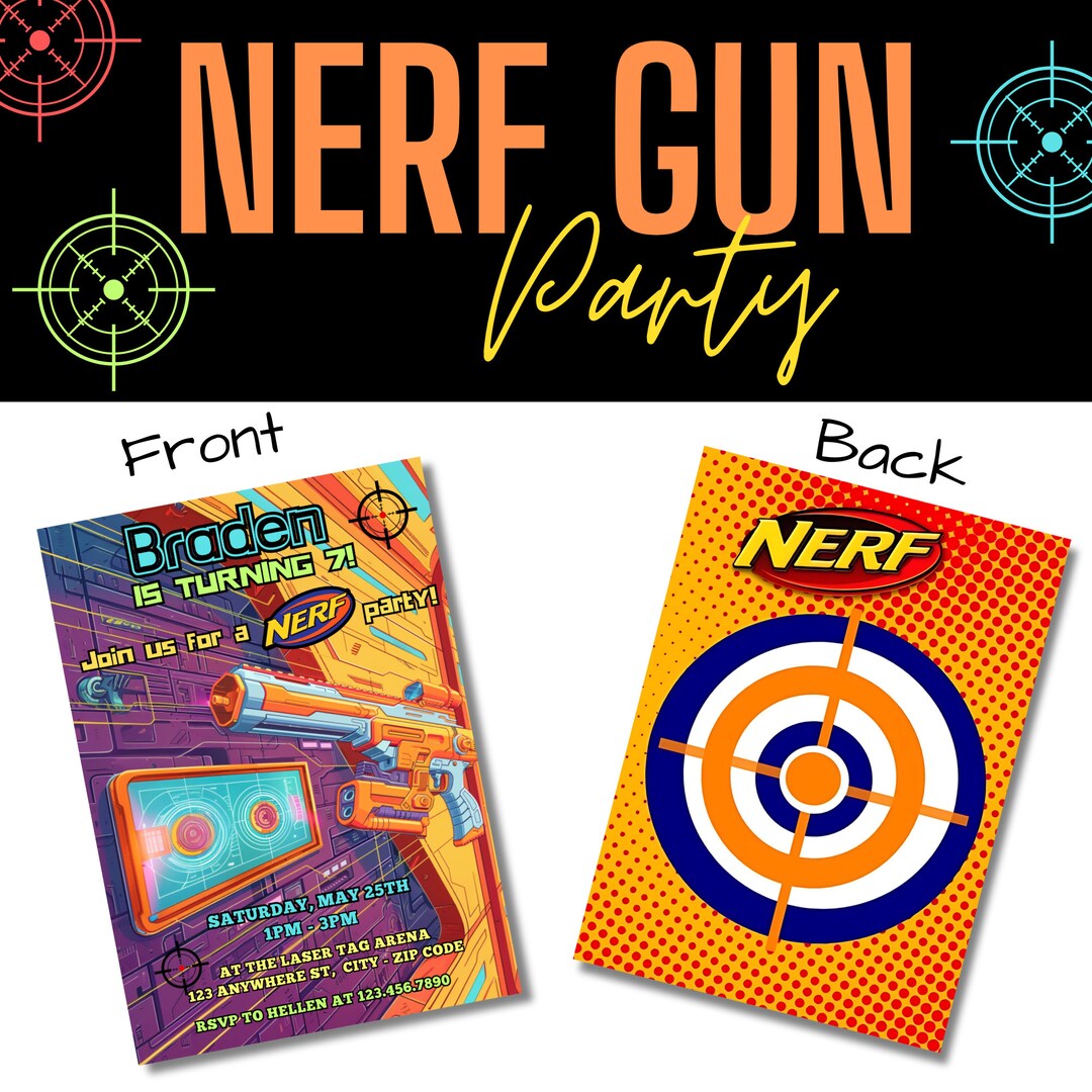 Editable NERF GUN Birthday Invitation, NERF Birthday Invitation, Boys ...