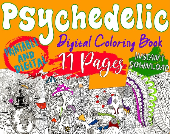 Psychedelic Printable Coloring Book Digital Instant | Etsy